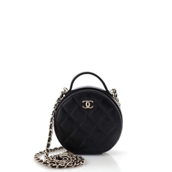 CHANEL | Bags | Chanel Handle With Care Round Vanity Case With Chain ...
